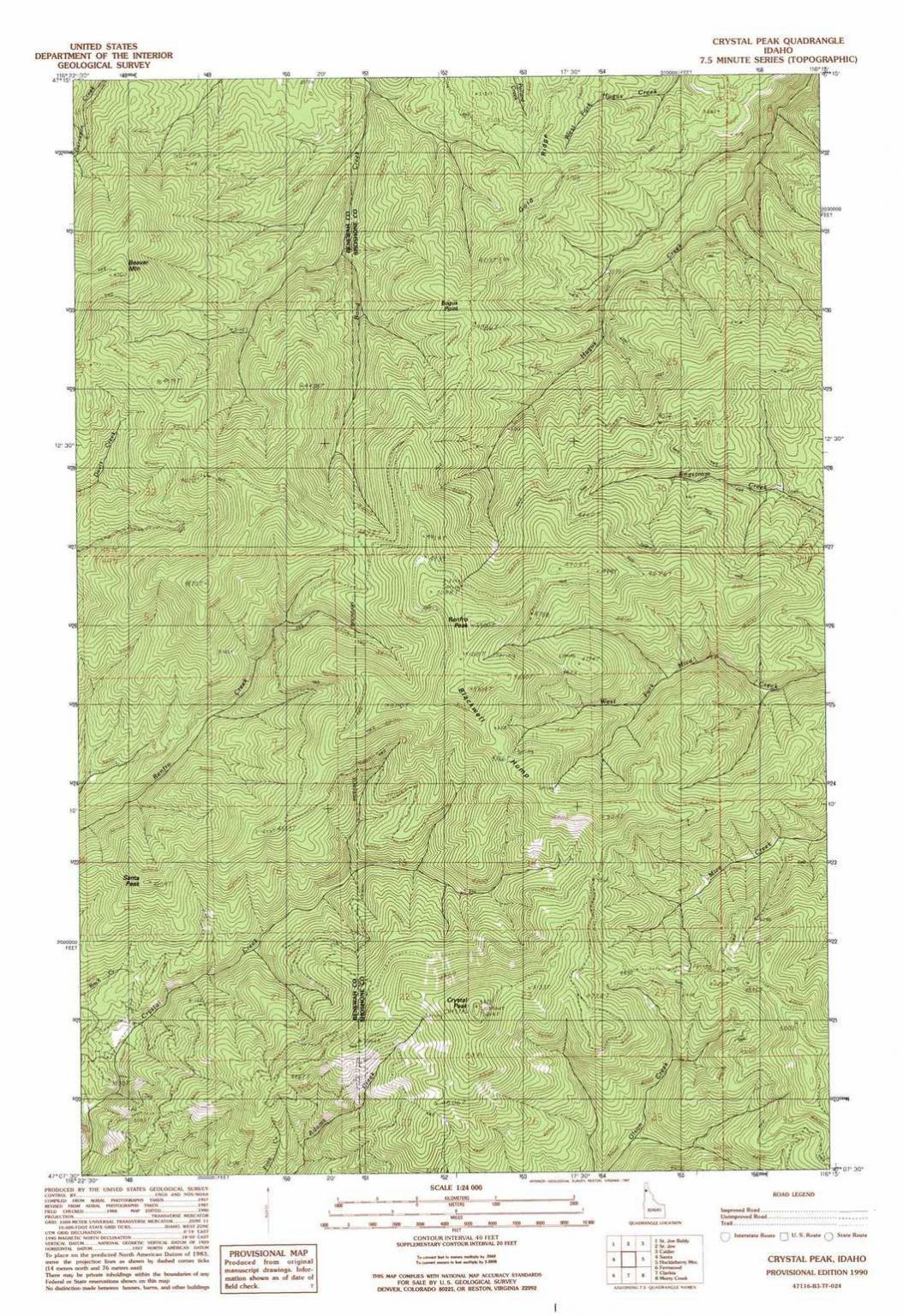 Crystal Peak Topographic Map, Id - Usgs Topo Quad 47116B3 - Printable ... Crystal Peak Topographic Map, Id - Usgs Topo Quad 47116B3 - Printable ...